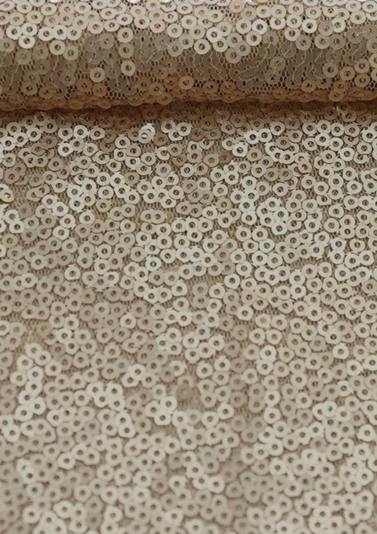 Matte Gold Sequins 3mm Allover Embroidered Fabric on Tulle/Net Materia